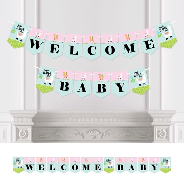 Big Dot of Happiness Whole Llama Fun - Llama Fiesta Baby Shower Bunting ...