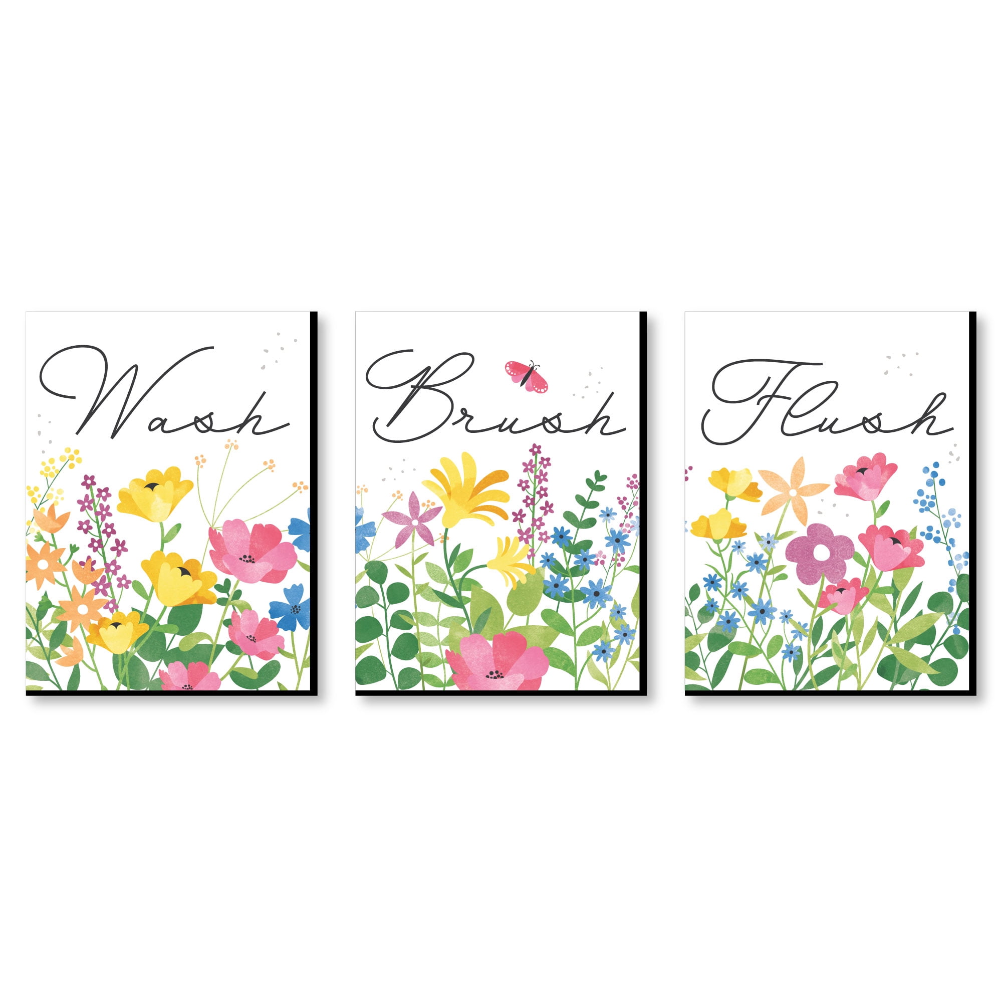 Big Dot of Happiness Wildflowers - Boho Floral Kids Bathroom Rules Wall ...