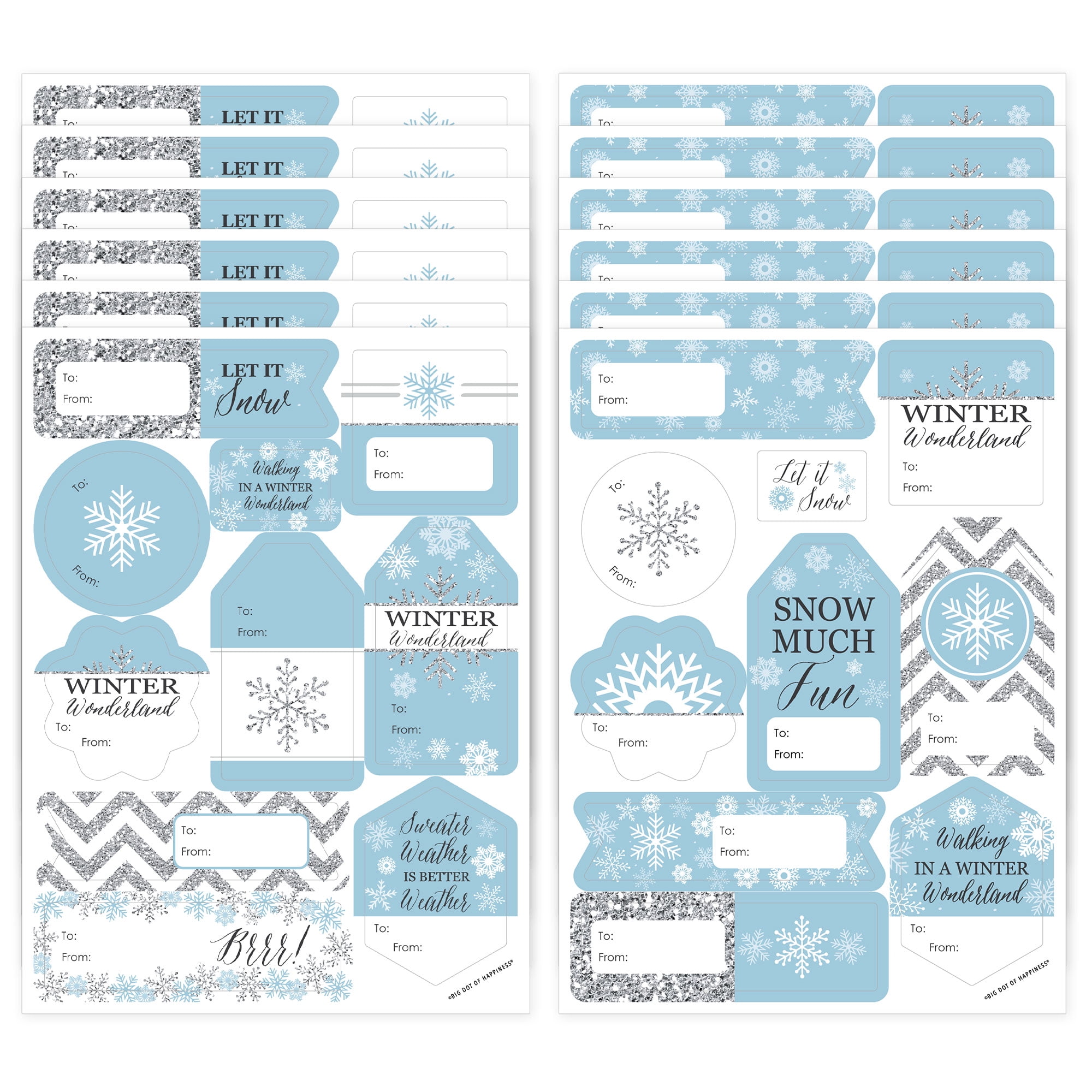 Big Dot of Happiness Winter Wonderland - Snowflake Stickers, Gift Tags ...