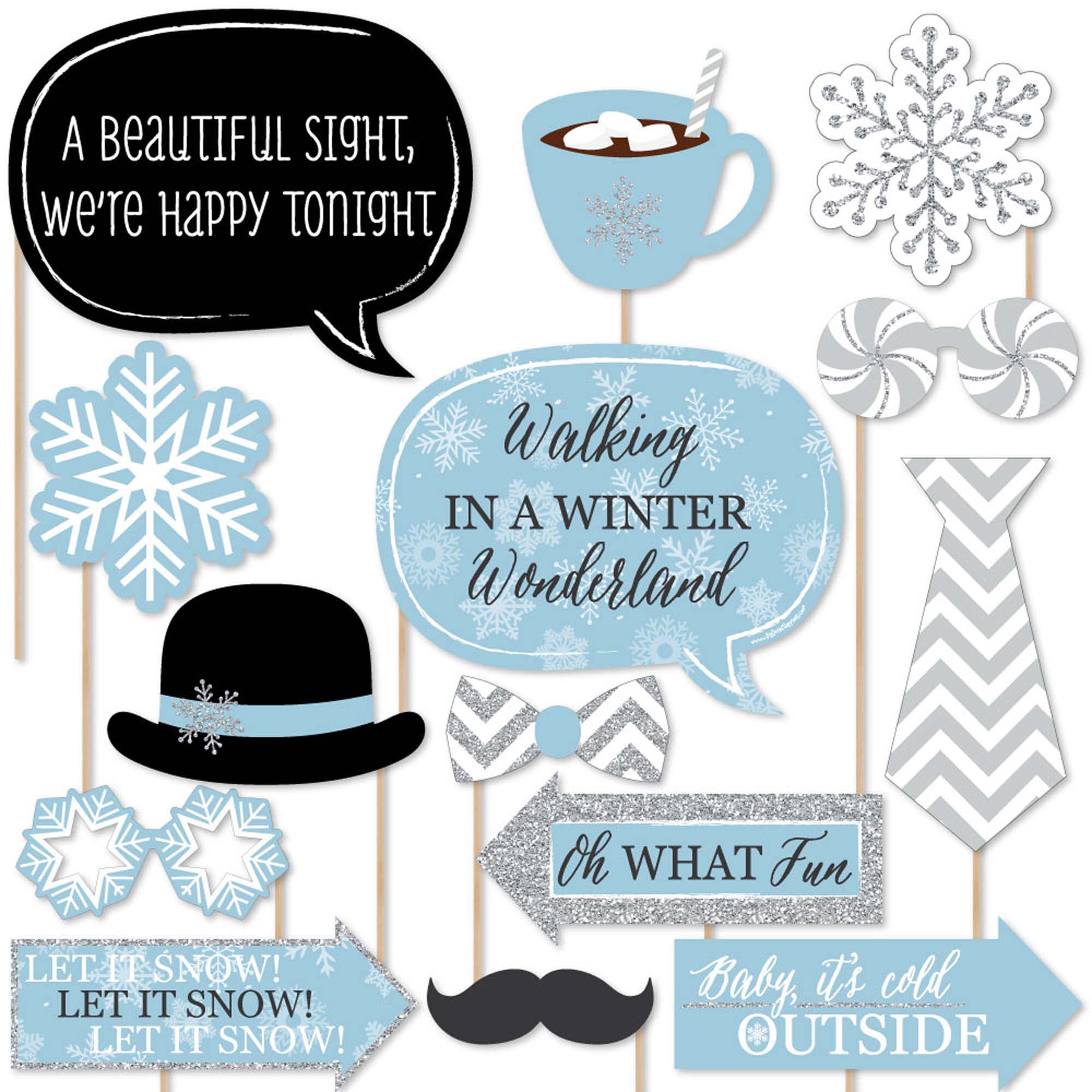Big Dot of Happiness Winter Wonderland - 20-Piece Snowflake Photo Booth ...