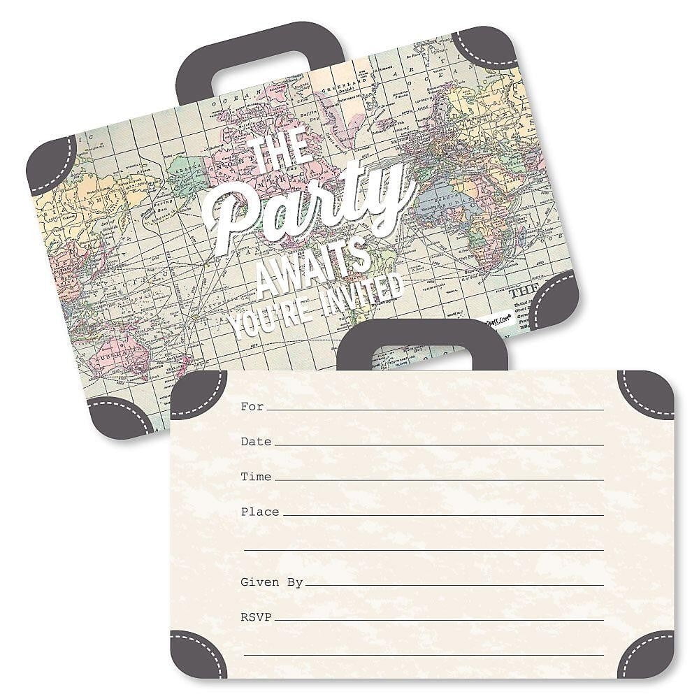 Big Dot of Happiness World Awaits - Shaped Fill-in Invitations - Travel ...