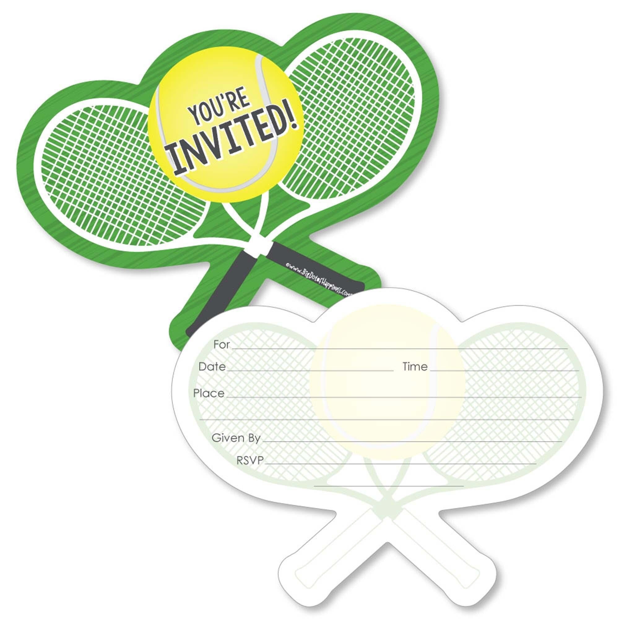 Big Dot of Happiness You Got Served - Tennis - Shaped Fill-in Invites ...