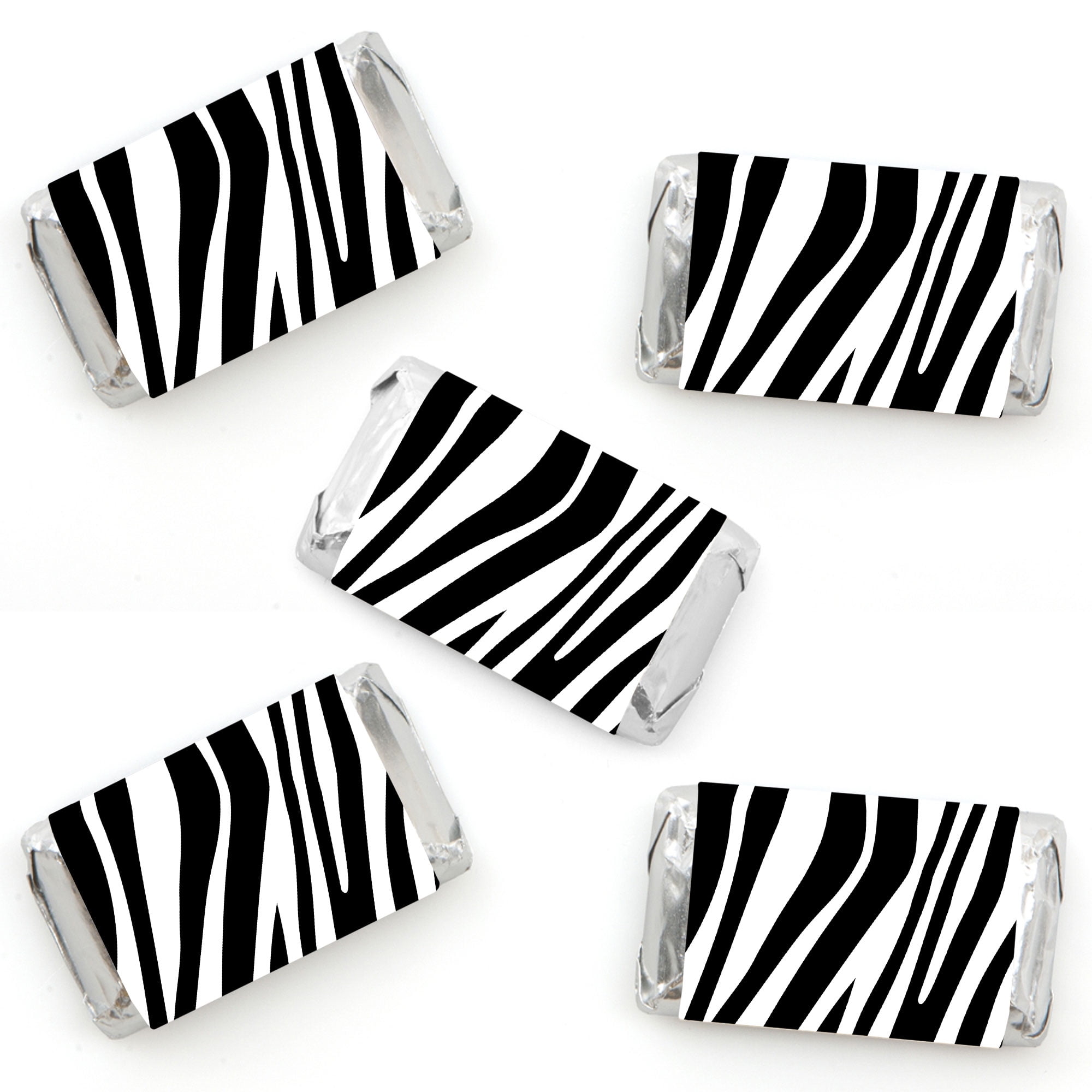 Big Dot of Happiness Zebra Print - Mini Candy Bar Wrapper Stickers ...