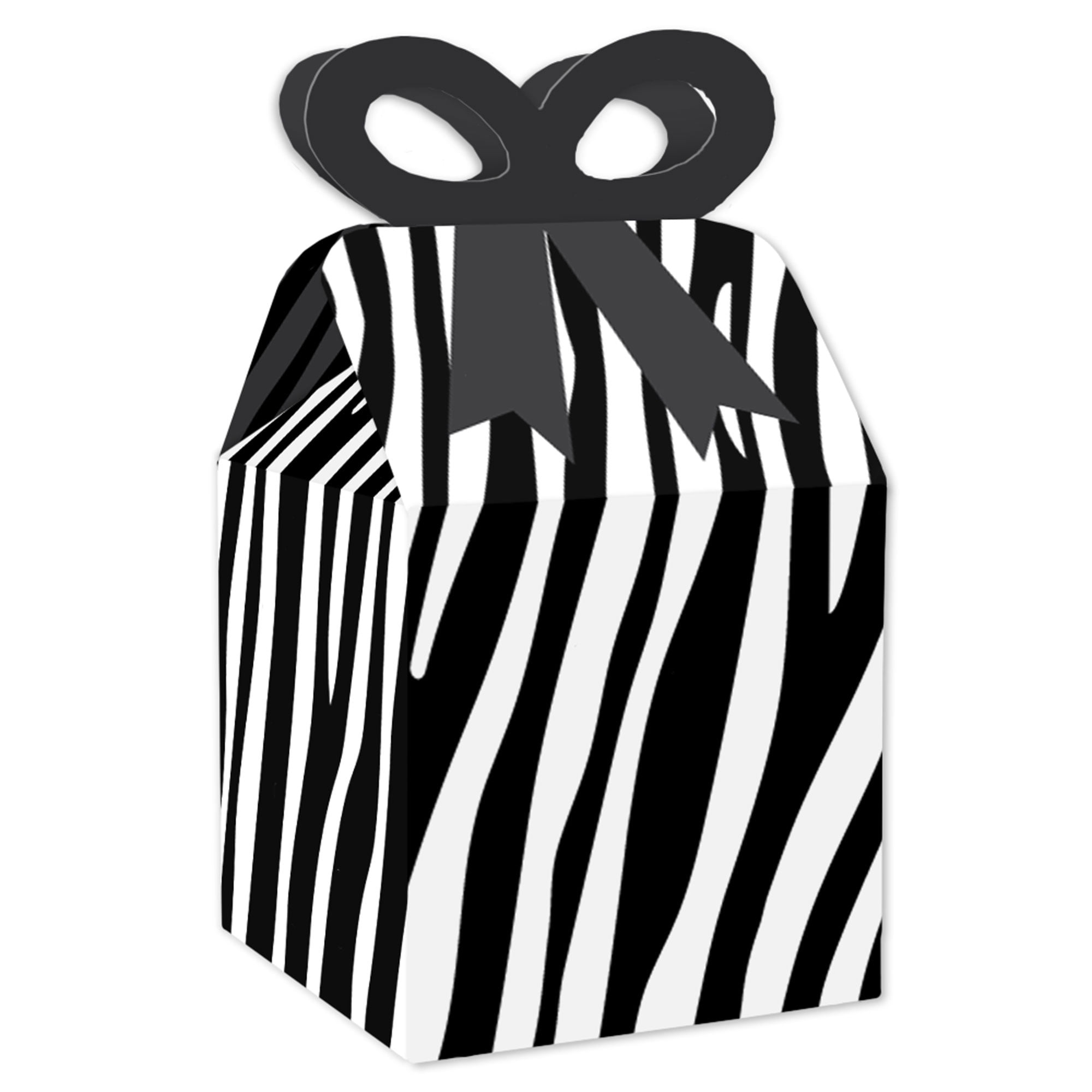Big Dot of Happiness Zebra Print - Square Favor Gift Boxes - Safari ...