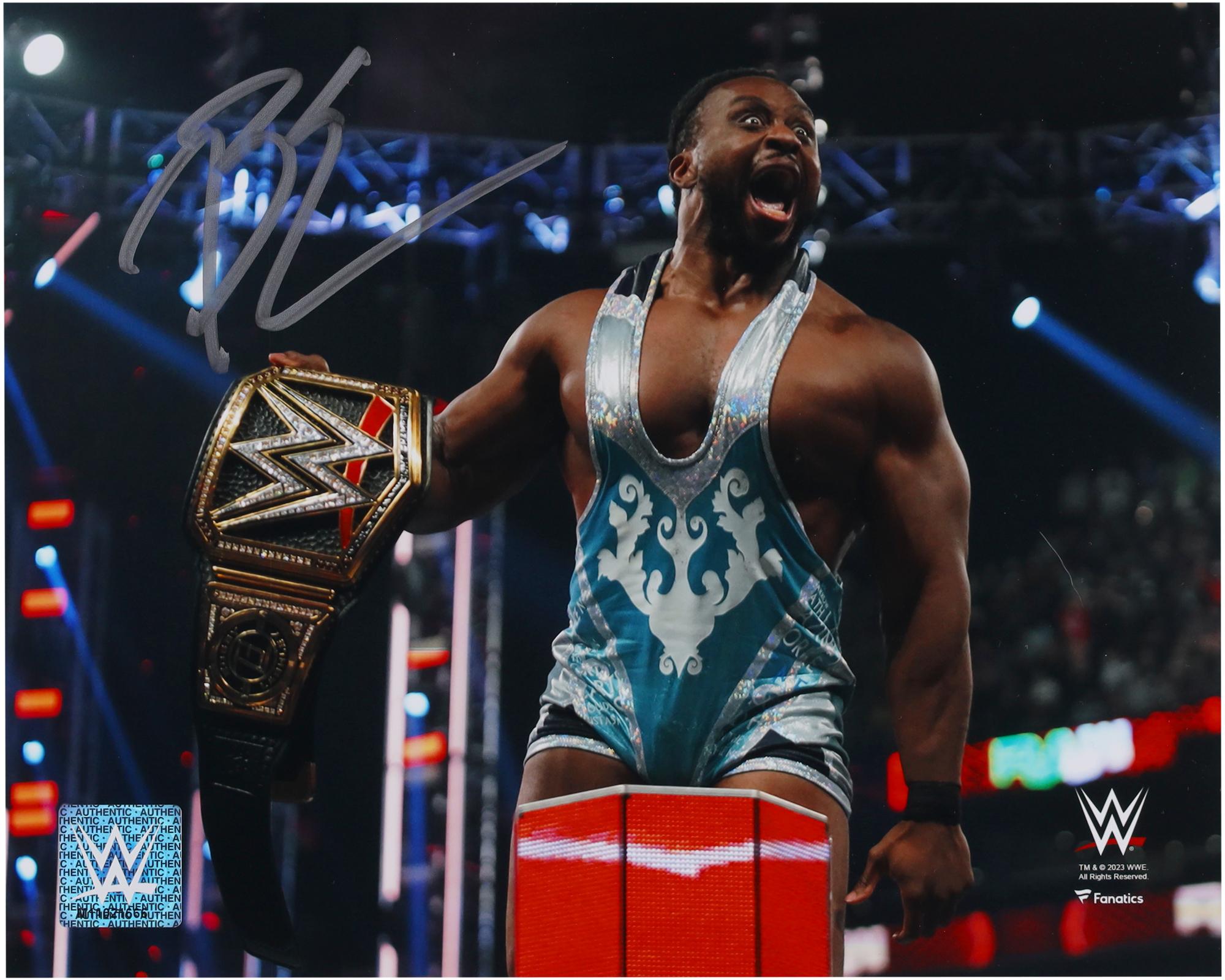 Big E WWE Autographed 8" x 10" On-Ropes with Title Photograph ...