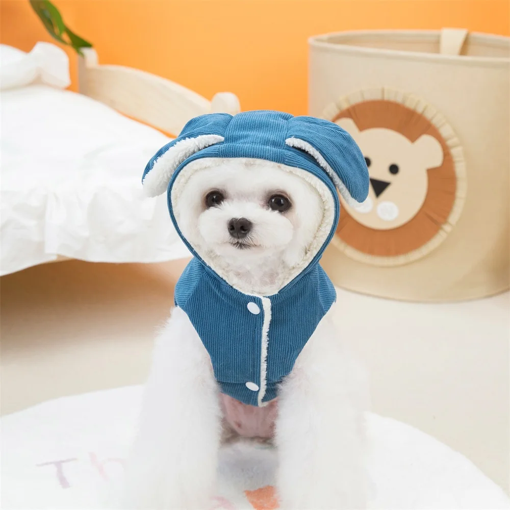 Big Ear Hooded Dog Jacket Winter Warm Clothing for Small Medium Dog ...