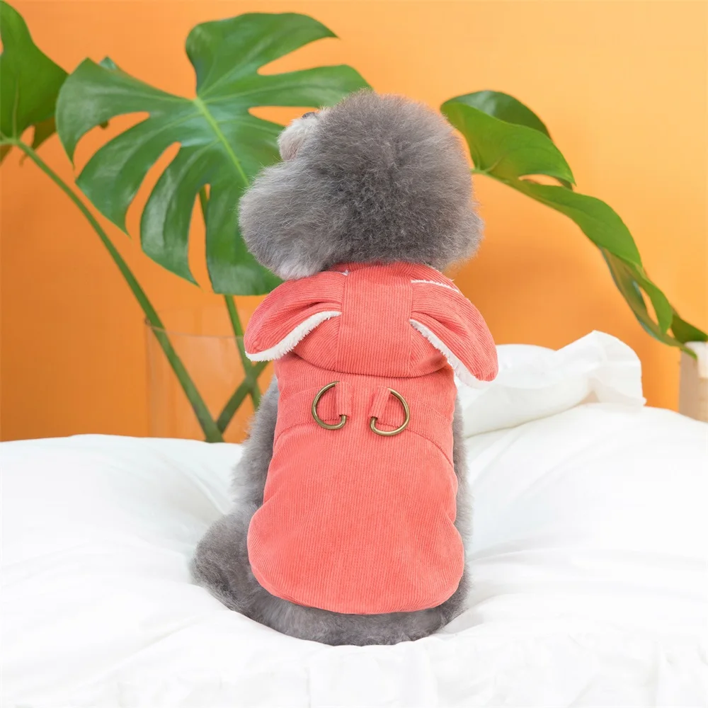 Big Ear Hooded Dog Jacket Winter Warm Clothing for Small Medium Dog ...