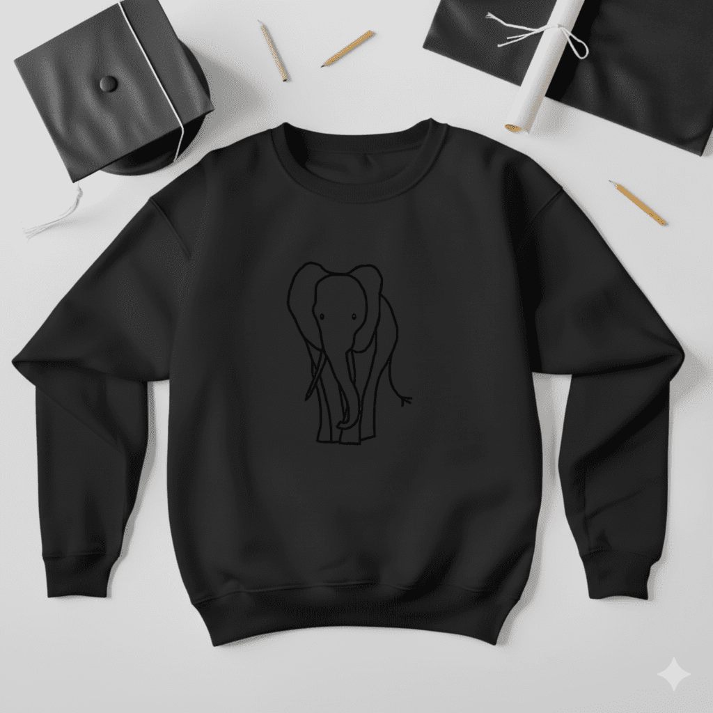 Big Elephant Outline Minimal Wildlife Nature Animal Lover Sweatshirt ...