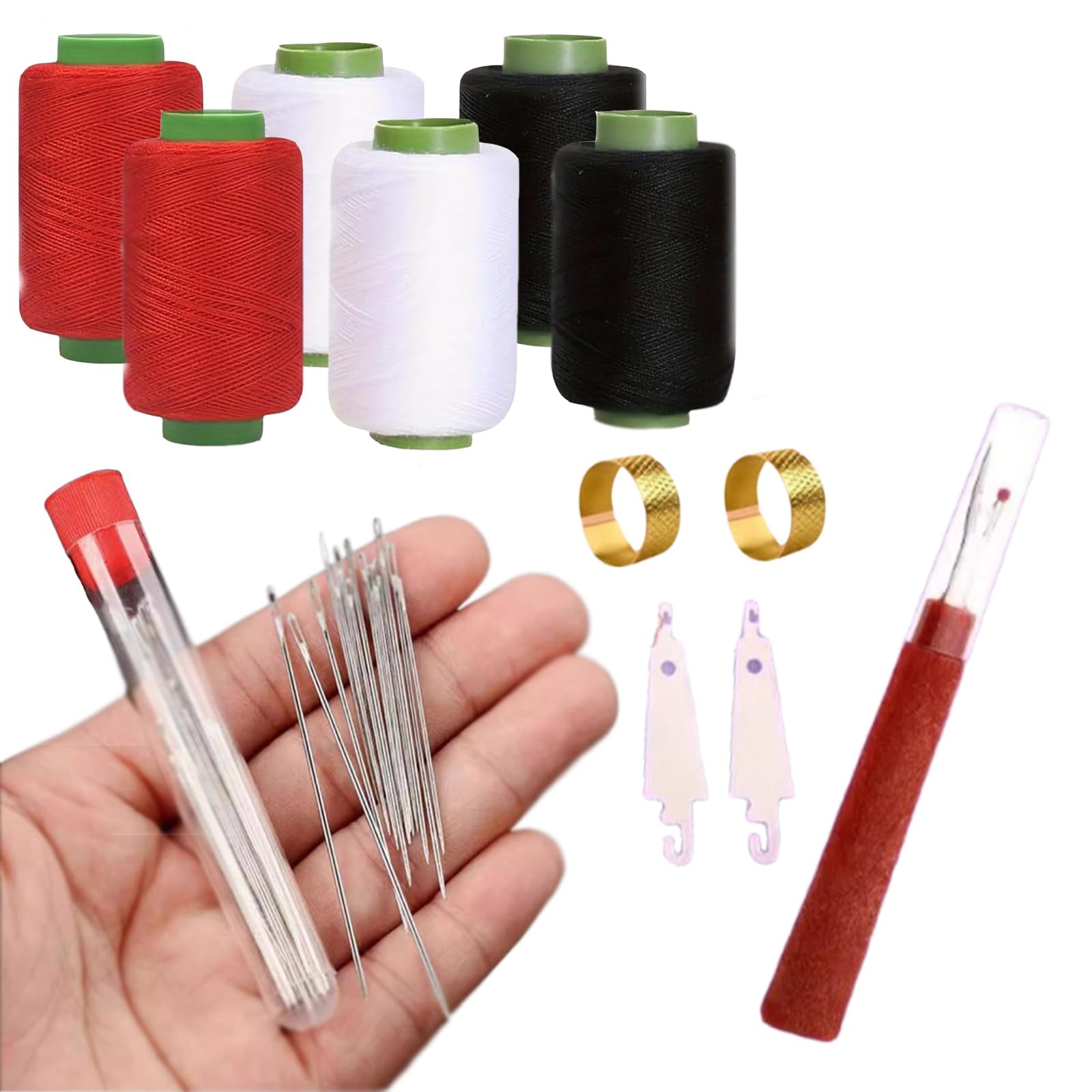 37PCS Big Eye Steel Needles Set - Long & Thin Handmade Quilting ...