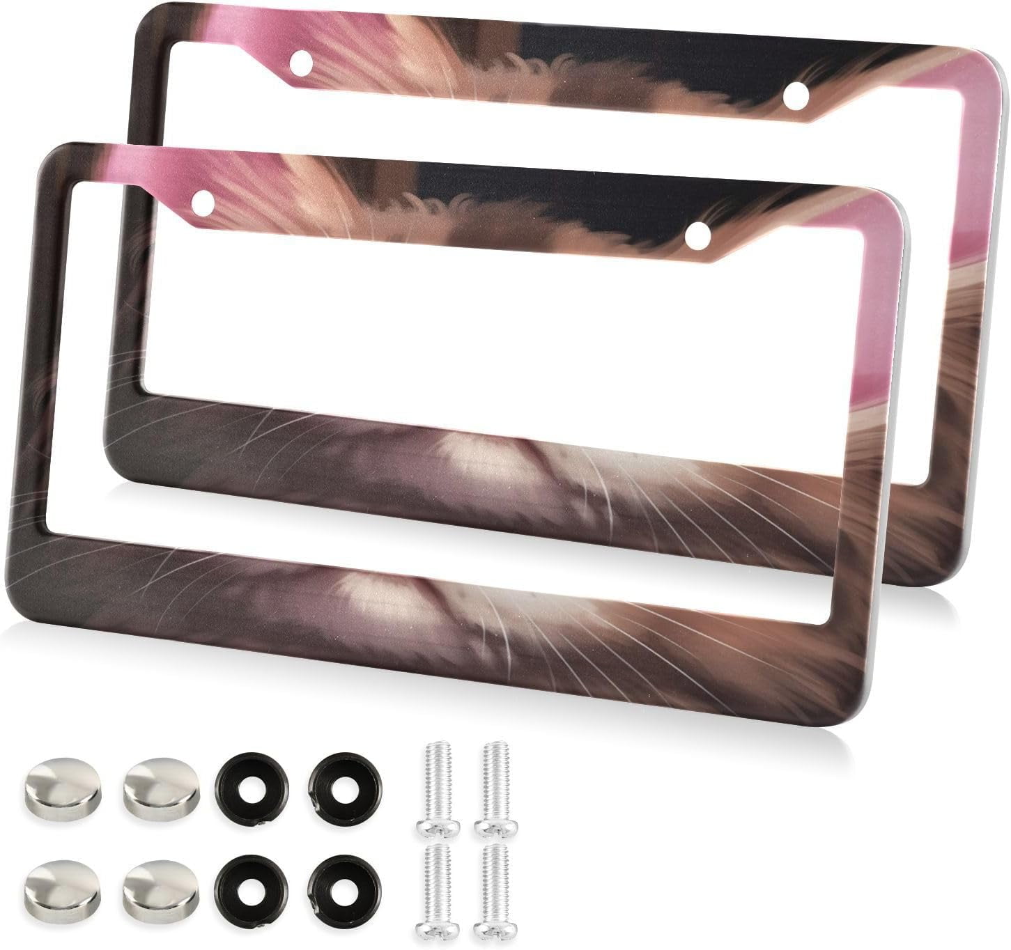 Big-Eyed Cat License Plate Frame, Aluminum Car Tag Frames, 2 Pack ...