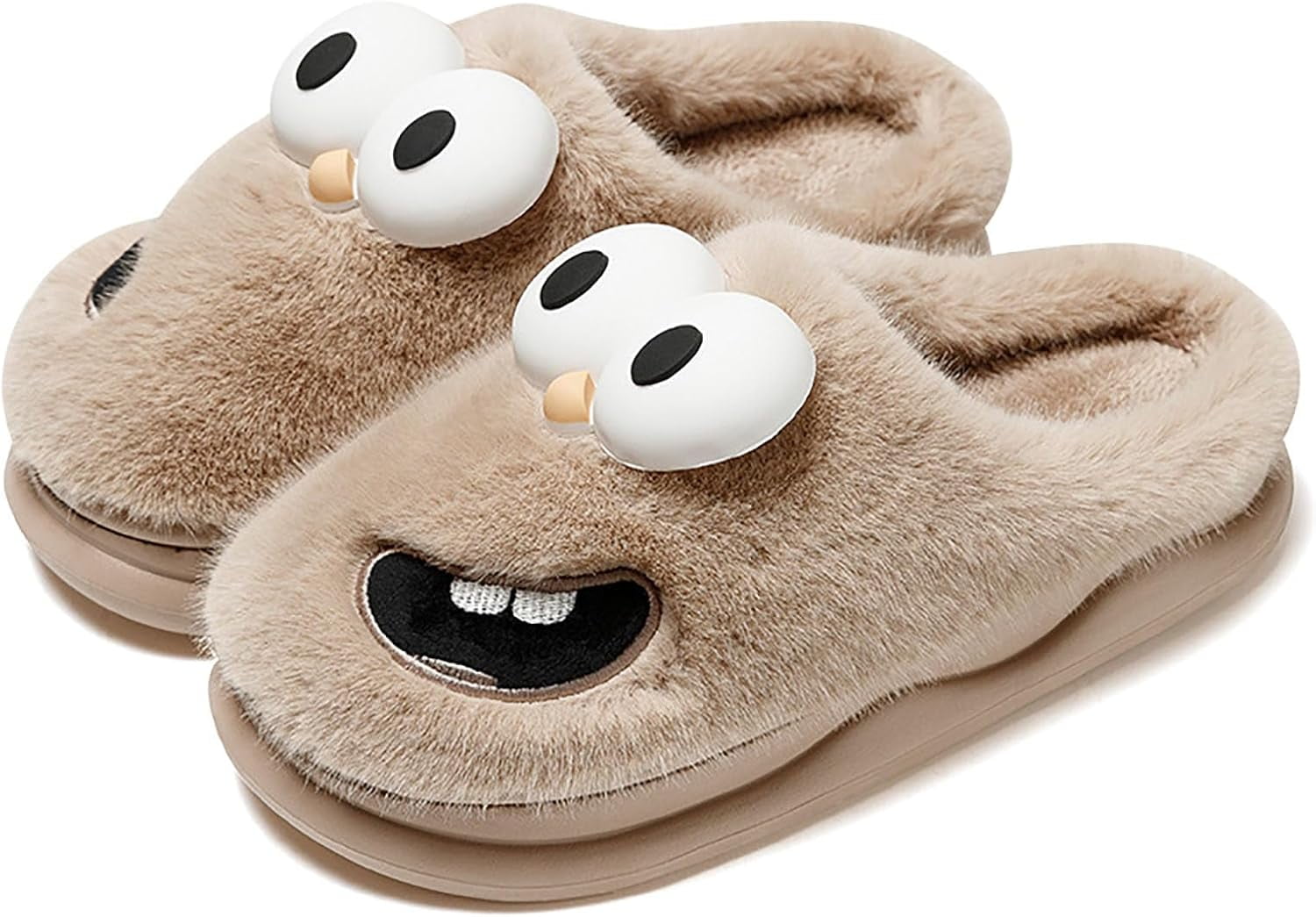 Big Eyes Dog Slippers Winter, Cute 3d Cartoon Fluffy Big Eye Dog Dog ...