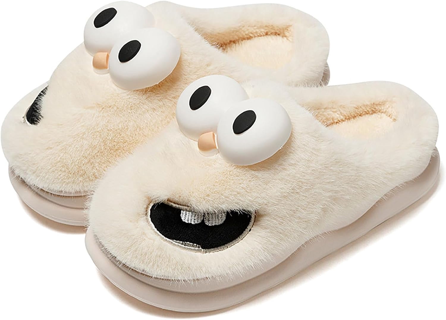 Big Eyes Dog Slippers Winter, Cute 3d Cartoon Fluffy Big Eye Dog Dog ...