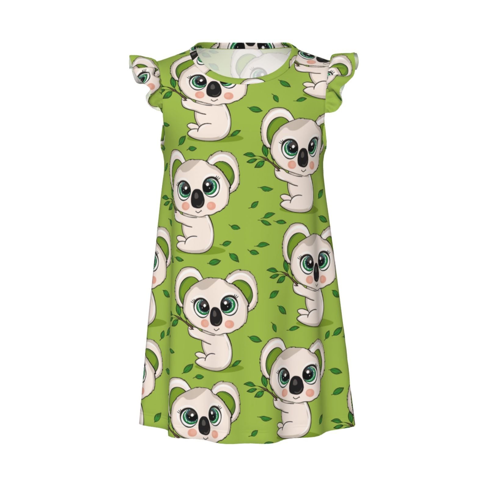 Big Eyes Koala Green Girls Nightgowns, Pajamas for Girls, Soft Flutter ...