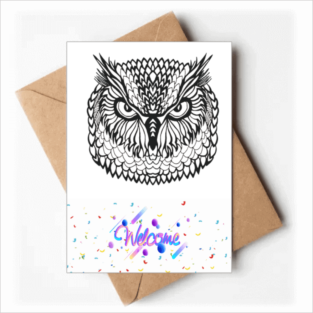 Big Eyes Owl Bird Animal Portrait Sketch Welcome Back Greeting Cards ...