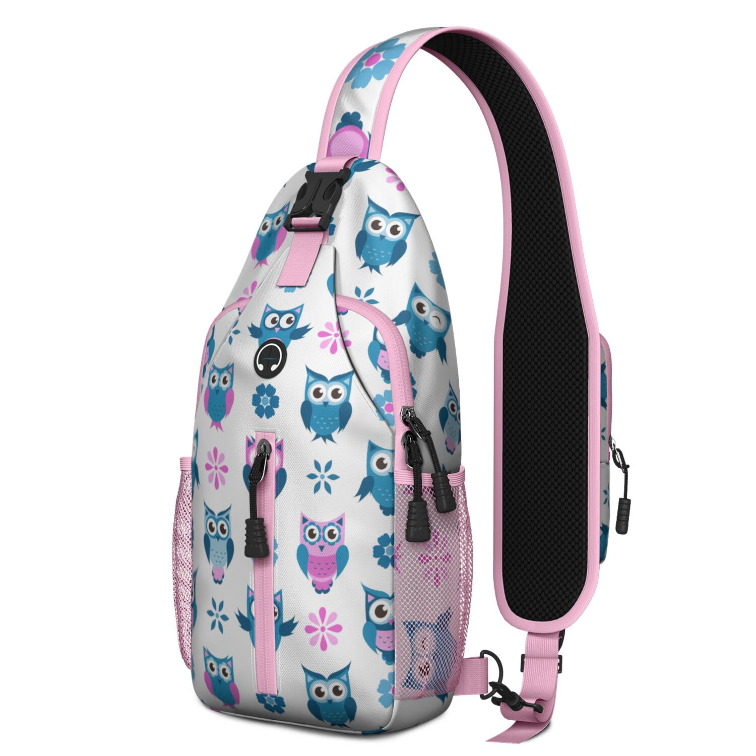 Big Eyes Owl Sling Backpack with Cartoon Snowy Owl Print, Lightweight ...