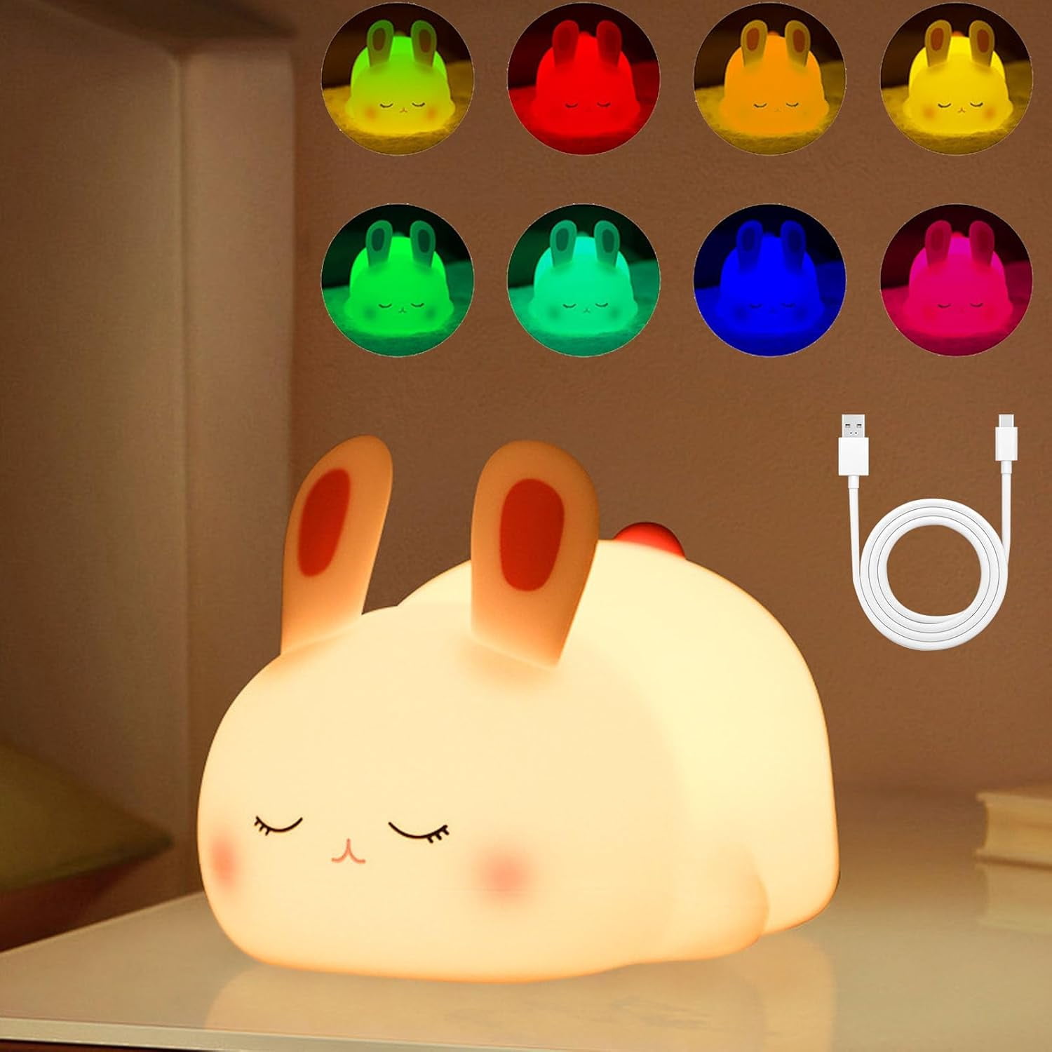Big Face Rabbit Silicone Night Light, Big Face Rabbit Night Light ...