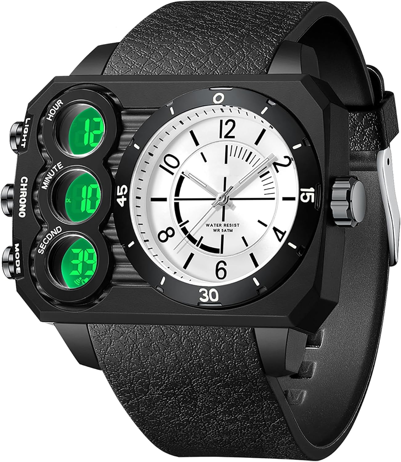 Big Face Watch for Men Square Large Face Cool Mens Watches with Three ...