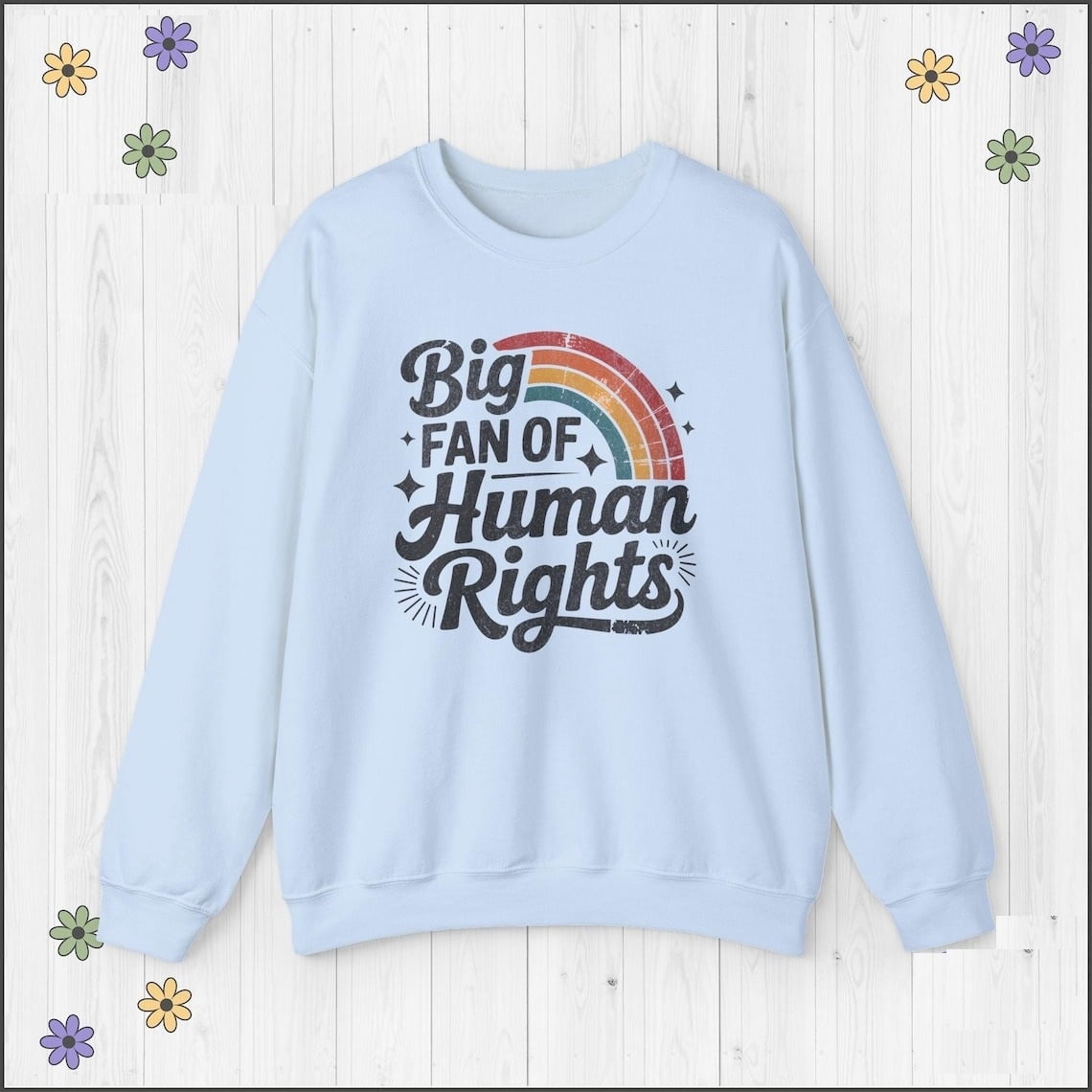 Big Fan Of Human Rights Sweater, Retro Rainbow Sweatshirt, Radicalized ...