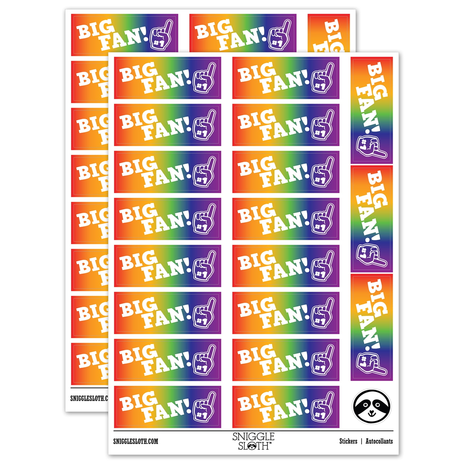 Big Fan Sports Foam Finger Teacher Student School Sticker Set - Rainbow ...