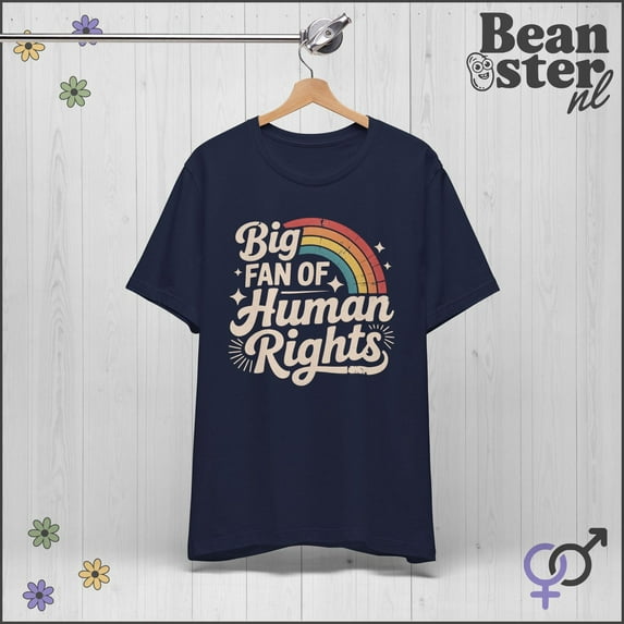 Big Fan of Human Rights Shirt, Retro Rainbow Tshirt, Radicalized by ...