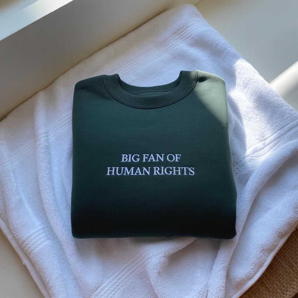 Big Fan of Human Rights Sweatshirt, Minimalist Feminist Embroidered ...