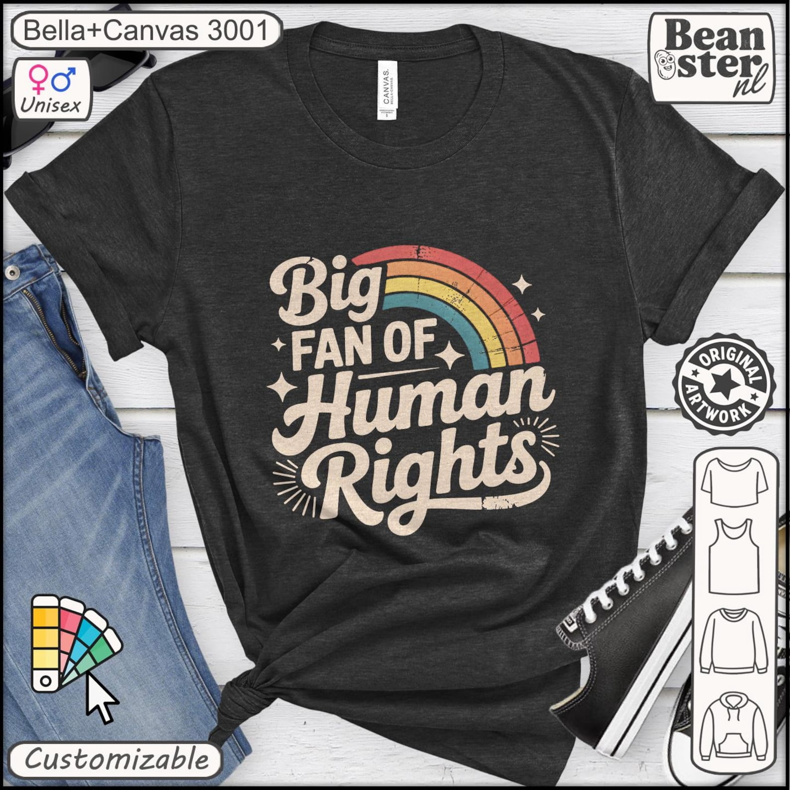 Big Fan of Human Rights T-Shirt, Retro Rainbow Tshirt, Radicalized by ...