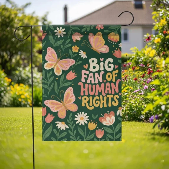 Big Fan of Human Rights flag: Retro Floral Butterfly Yard Sign, 28x40 ...
