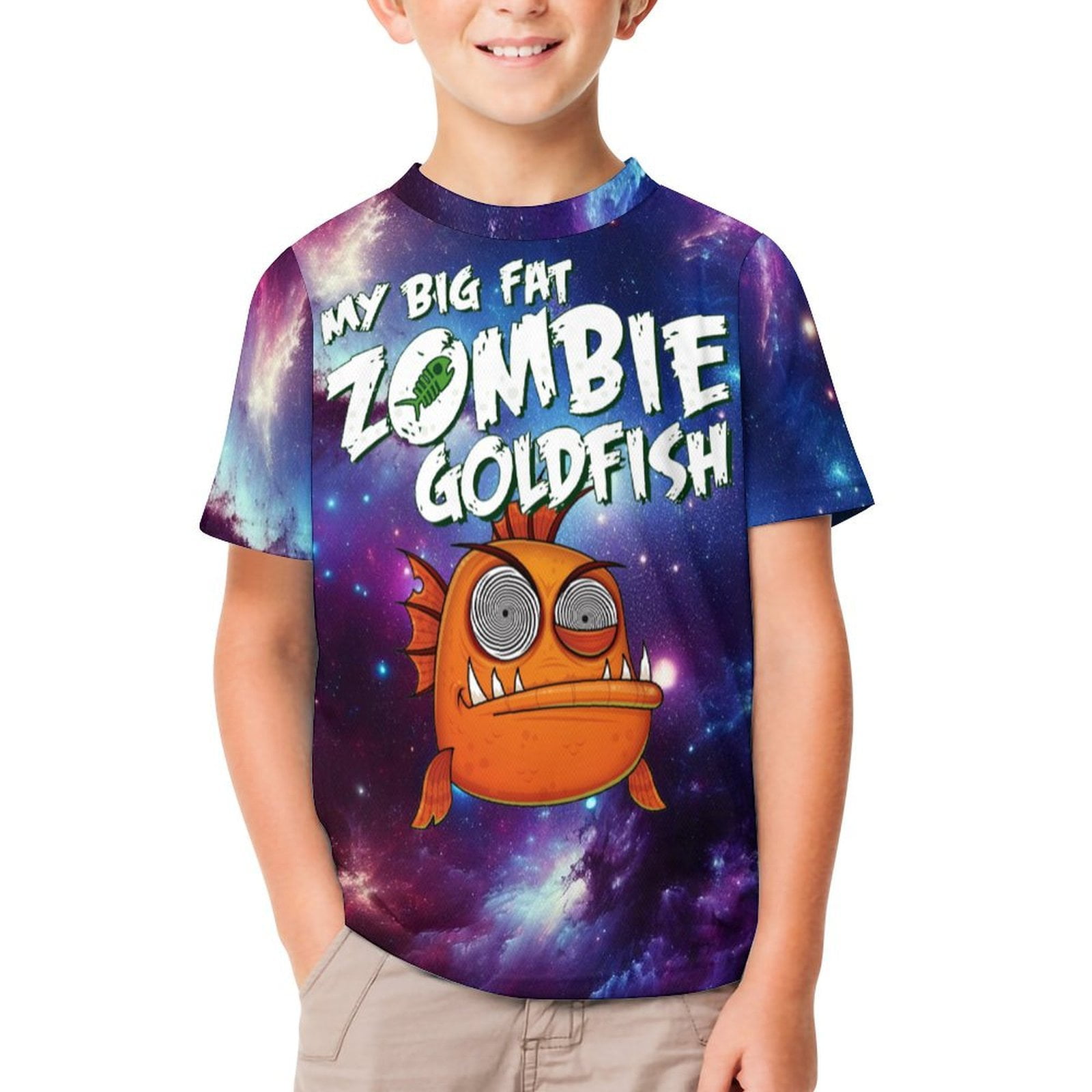 My Big Fat Zombie Goldfish T-Shirt for Boys And Girls, Funny Short ...