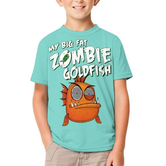 My Big Fat Zombie Goldfish T-Shirt for Boys And Girls, Funny Short ...