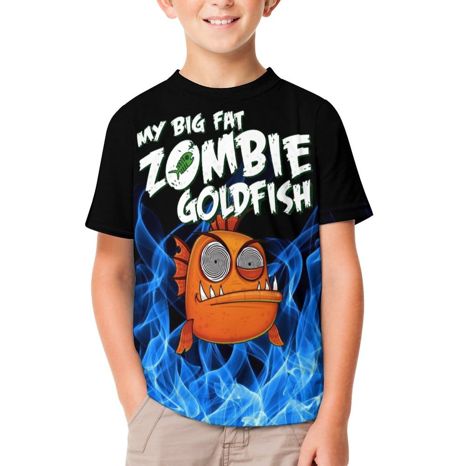 My Big Fat Zombie Goldfish T-Shirt for Boys And Girls, Funny Short ...
