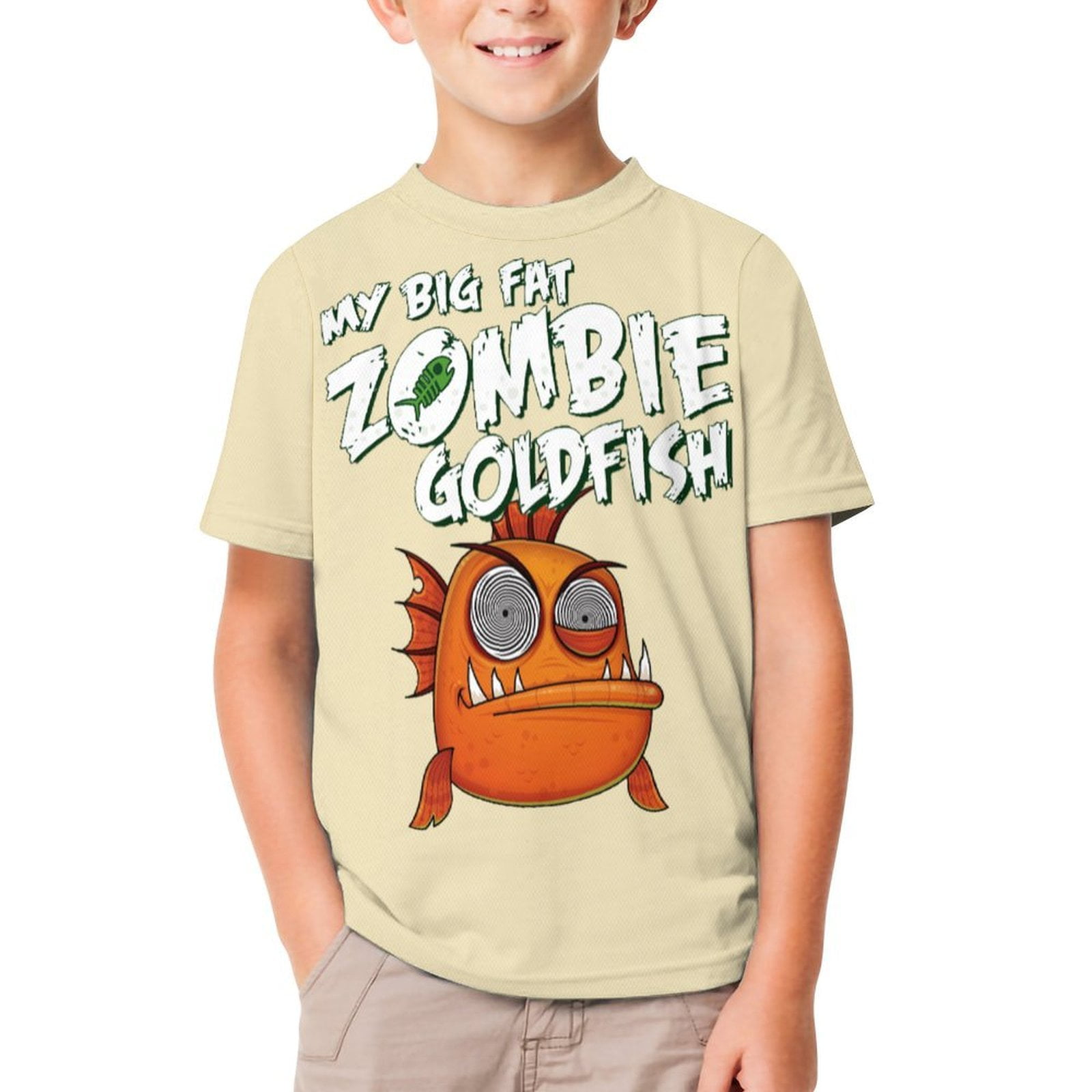 My Big Fat Zombie Goldfish T-Shirt for Boys And Girls, Funny Short ...