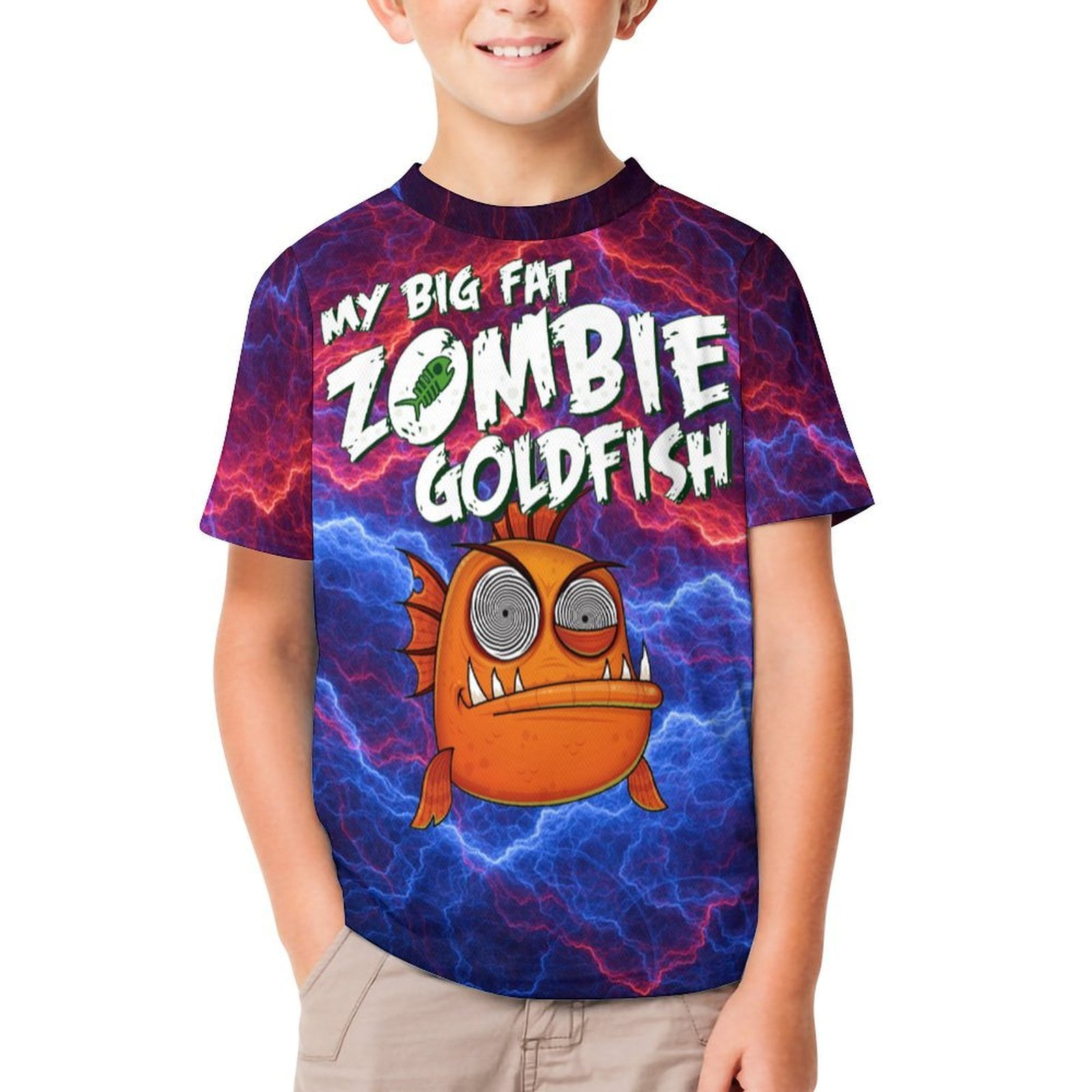 My Big Fat Zombie Goldfish T-Shirt for Boys And Girls, Funny Short ...