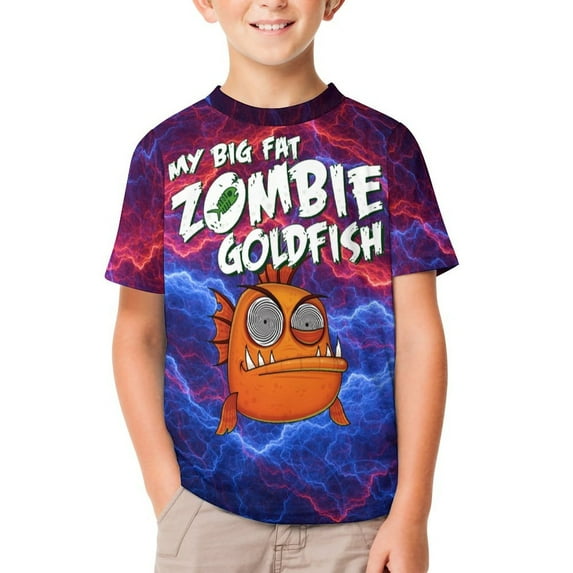 My Big Fat Zombie Goldfish T-Shirt for Boys And Girls, Funny Short ...