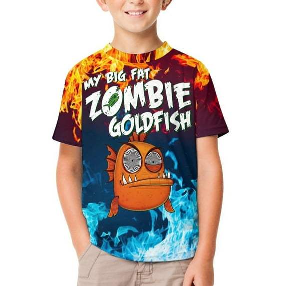 My Big Fat Zombie Goldfish T-Shirt for Boys And Girls, Funny Short ...