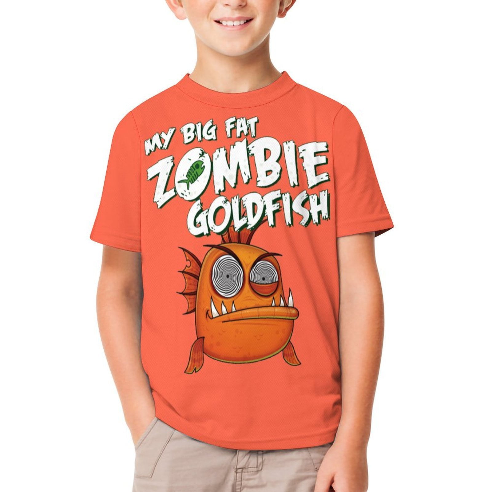 My Big Fat Zombie Goldfish T-Shirt for Boys And Girls, Funny Short ...