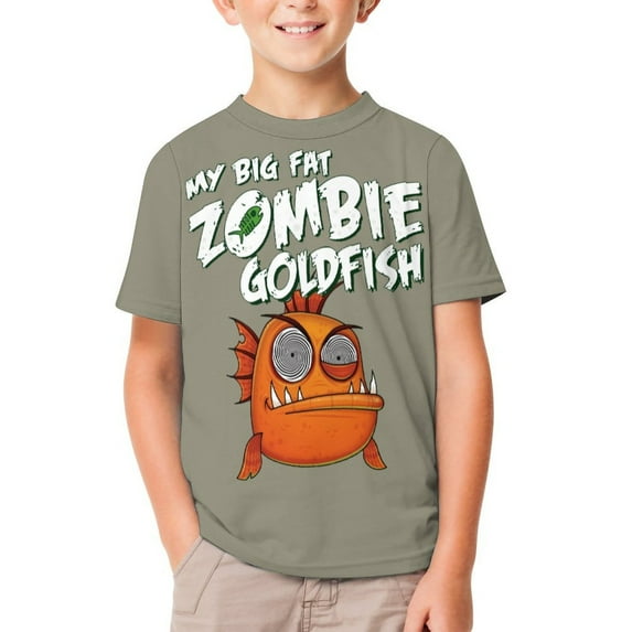 My Big Fat Zombie Goldfish T-Shirt for Boys And Girls, Funny Short ...