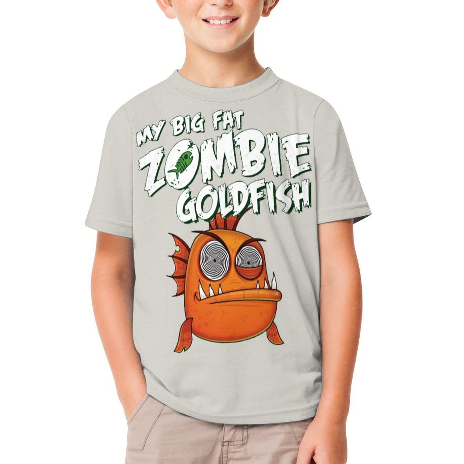 My Big Fat Zombie Goldfish T-Shirt for Boys And Girls, Funny Short ...