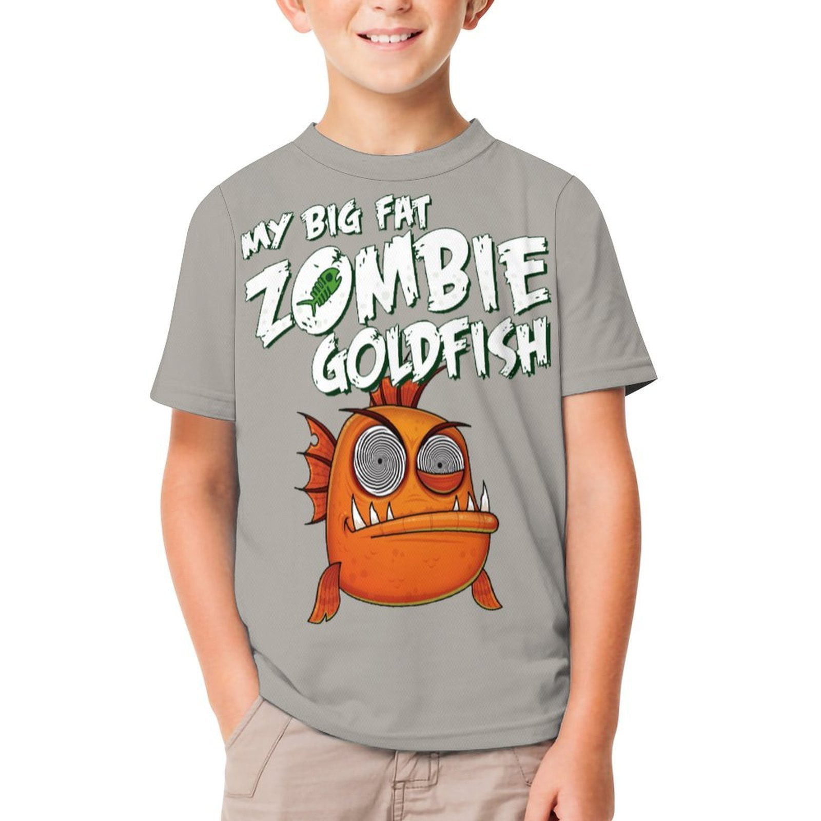 My Big Fat Zombie Goldfish T-Shirt for Boys And Girls, Funny Short ...