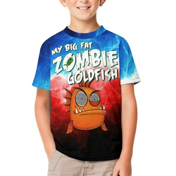 My Big Fat Zombie Goldfish T-Shirt for Boys And Girls, Funny Short ...