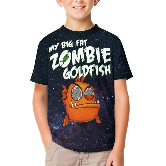 My Big Fat Zombie Goldfish T-Shirt for Boys And Girls, Funny Short ...