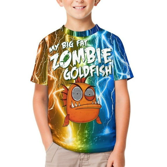 My Big Fat Zombie Goldfish T-Shirt for Boys And Girls, Funny Short ...