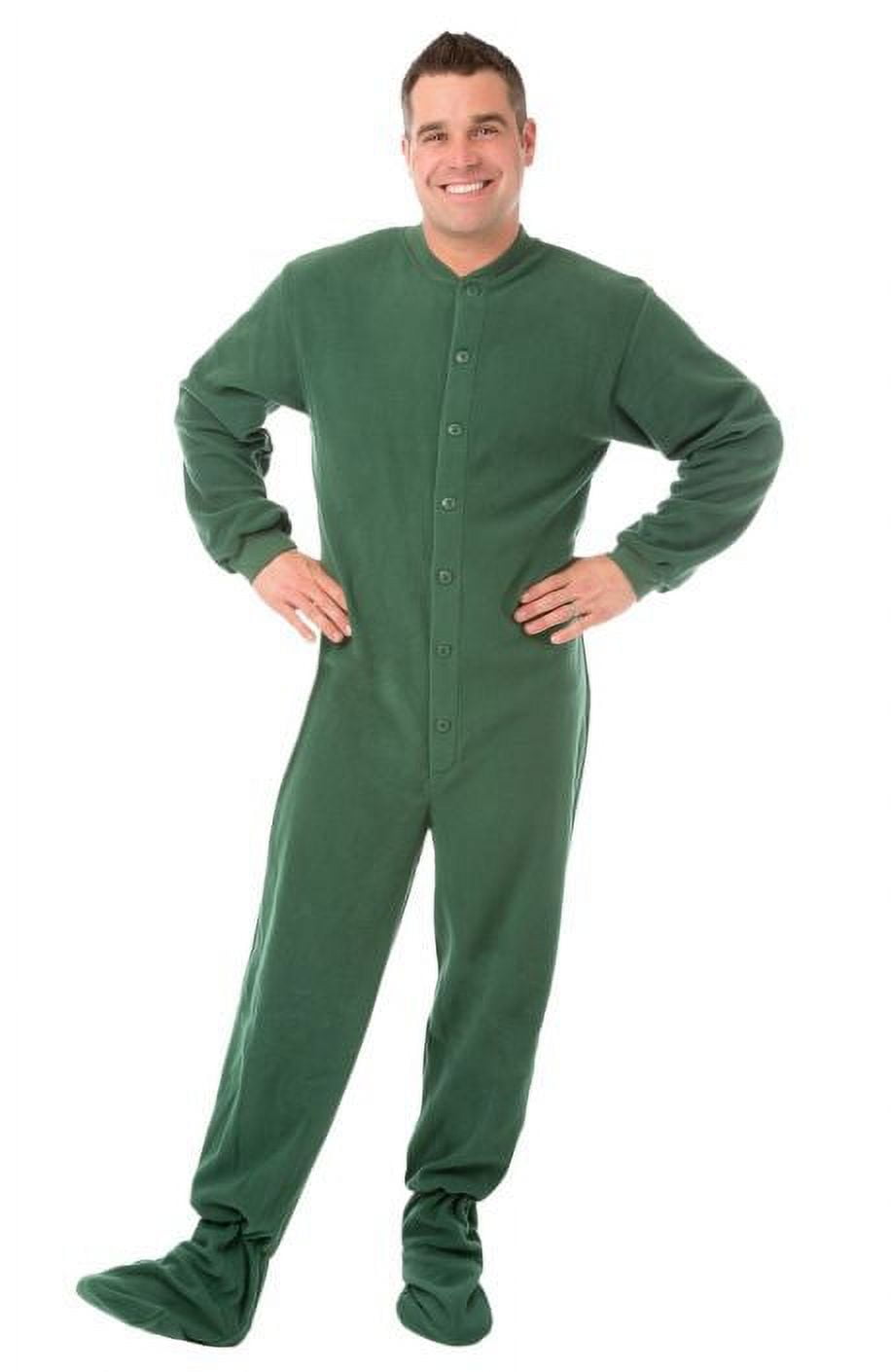 Big Feet Pjs Green Micro Polar Fleece Adult Footed Pajamas Sleeper With