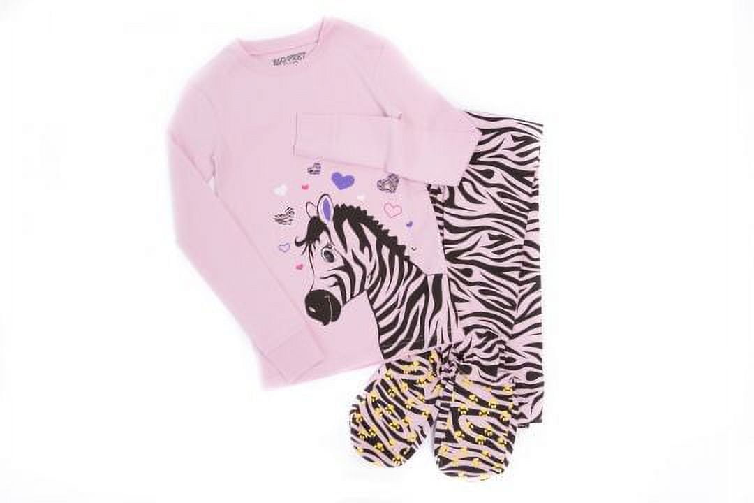 Big Feet PJs Zebra on Pink 2 Piece Footie Pajamas Kids Footed Pajamas ...