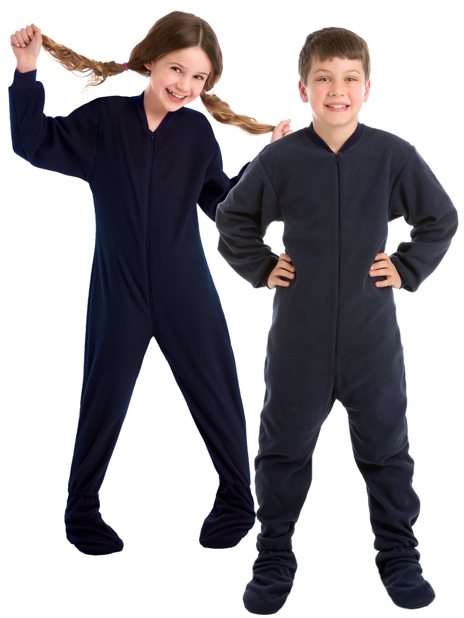 Big Feet Pjs - Soft, Warm Onesie, Junior Navy Fleece Footed Pajamas for ...
