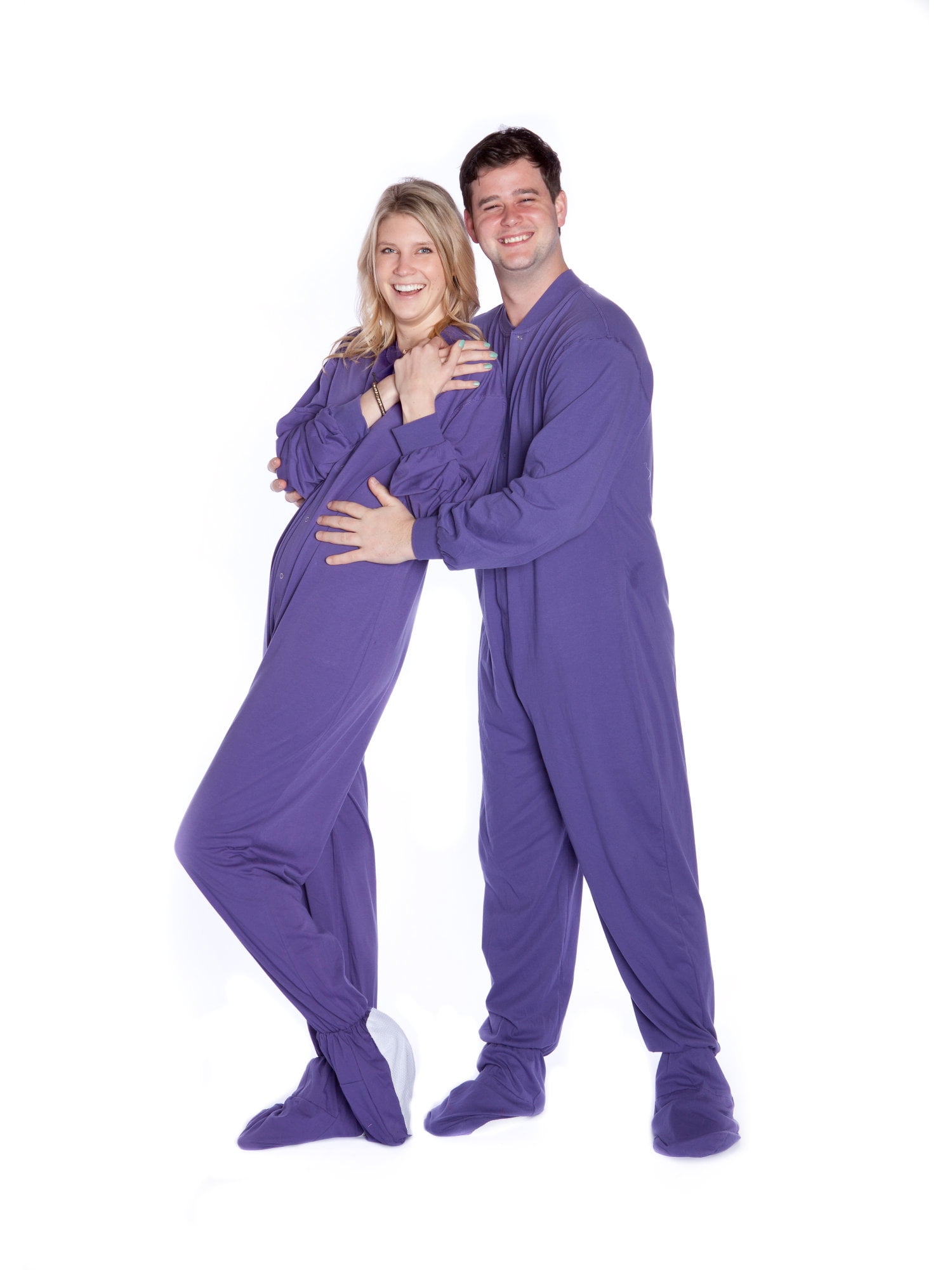 Big Feet Pjs Purple Jersey Knit Adult Footed Pajamas With Sleeper Rear