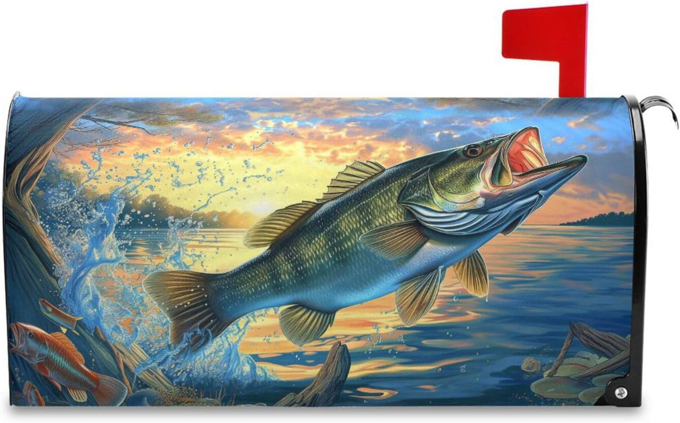 Big Fish Mailbox Covers Magnetic Garden Yard Post Wraps Letter Box ...