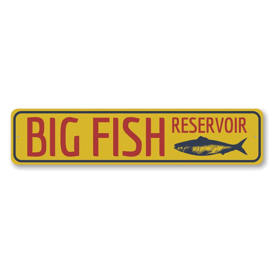 Big Fish Reservoir Sign, Custom Lake House Street Sign, Fisherman Sign ...