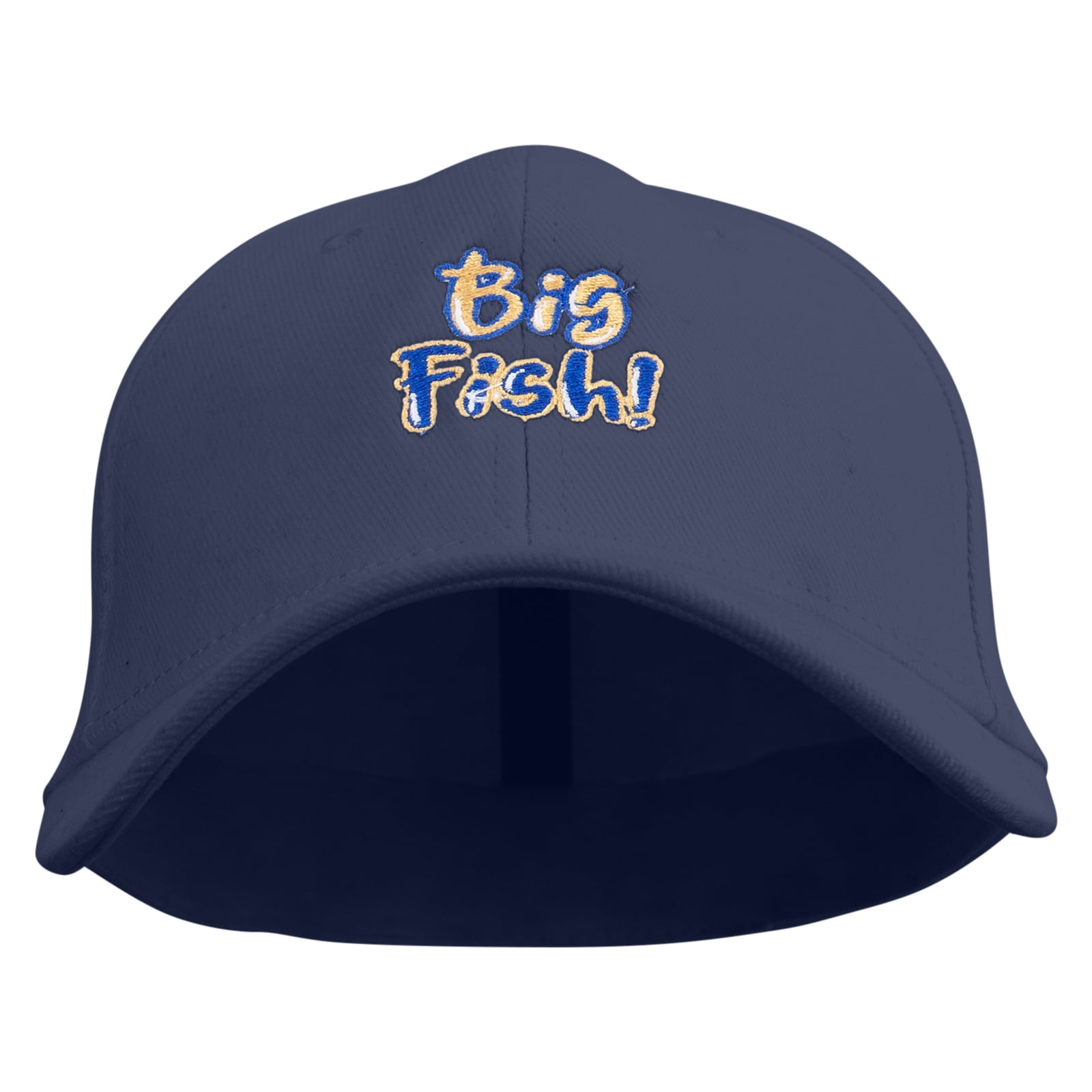 Big Fish Text Embroidered Stretch Heavy Weight Brushed Cotton Fitted ...