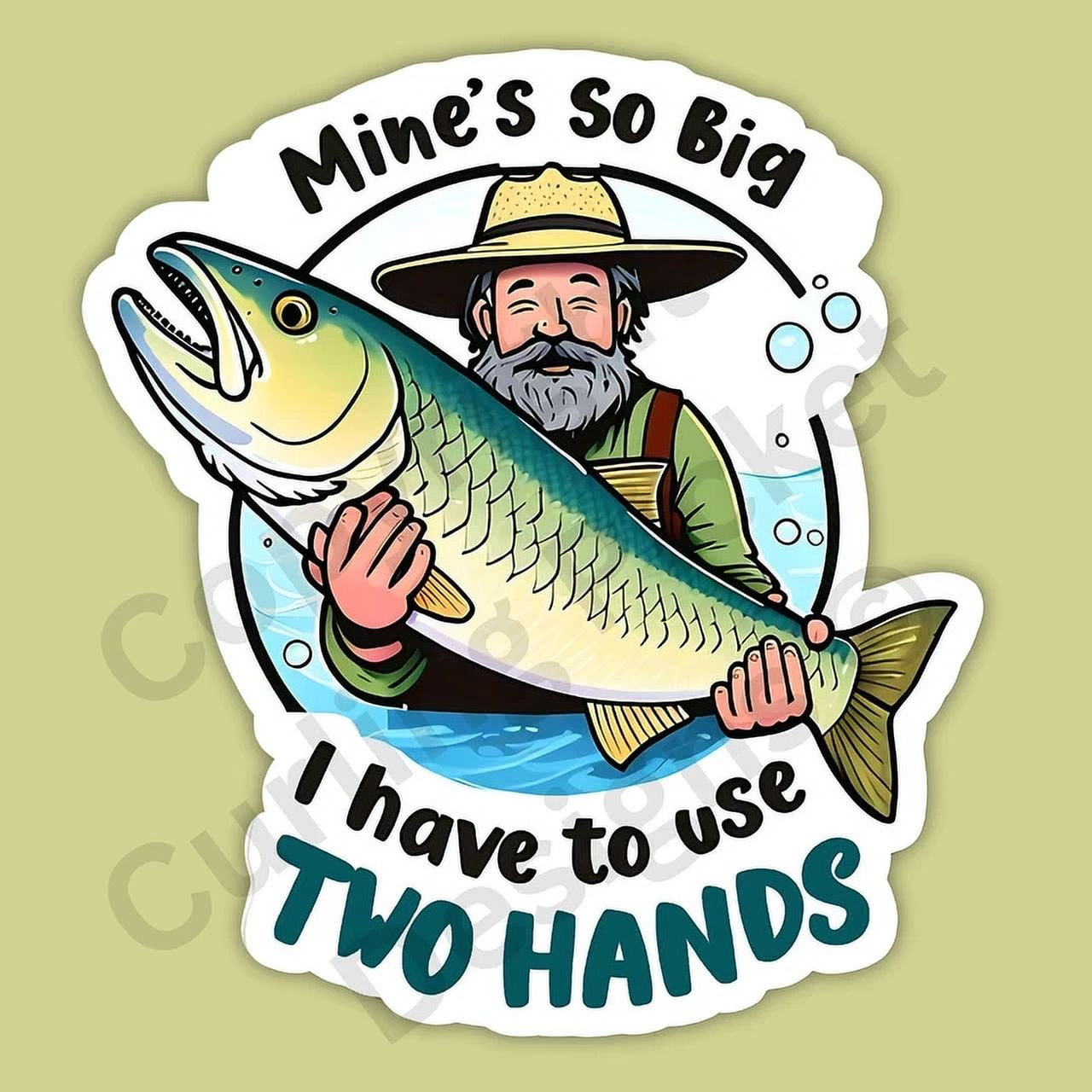 Big Fish Two Hands Catch Fishing Bass Angler Sticker Phone Decal Water ...