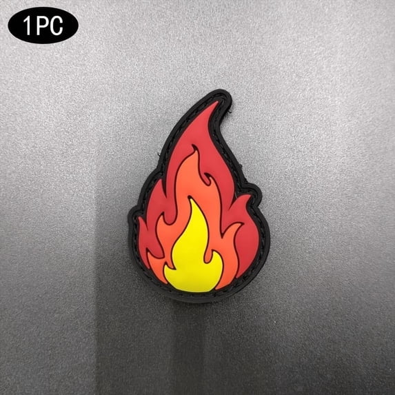 Big Flame 3D PVC Patch Badge - Versatile Hook and Loop Badge for Bags ...